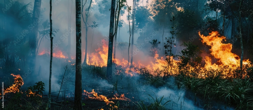 Stock-Foto „Borneo's forest fires caused by clearing oil palm ...