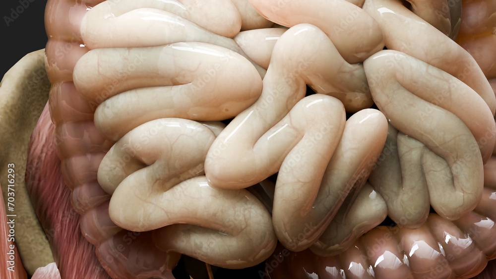 intestine, intestinal, colon, abdomen, abdominal, internal, 3d, 3d ...