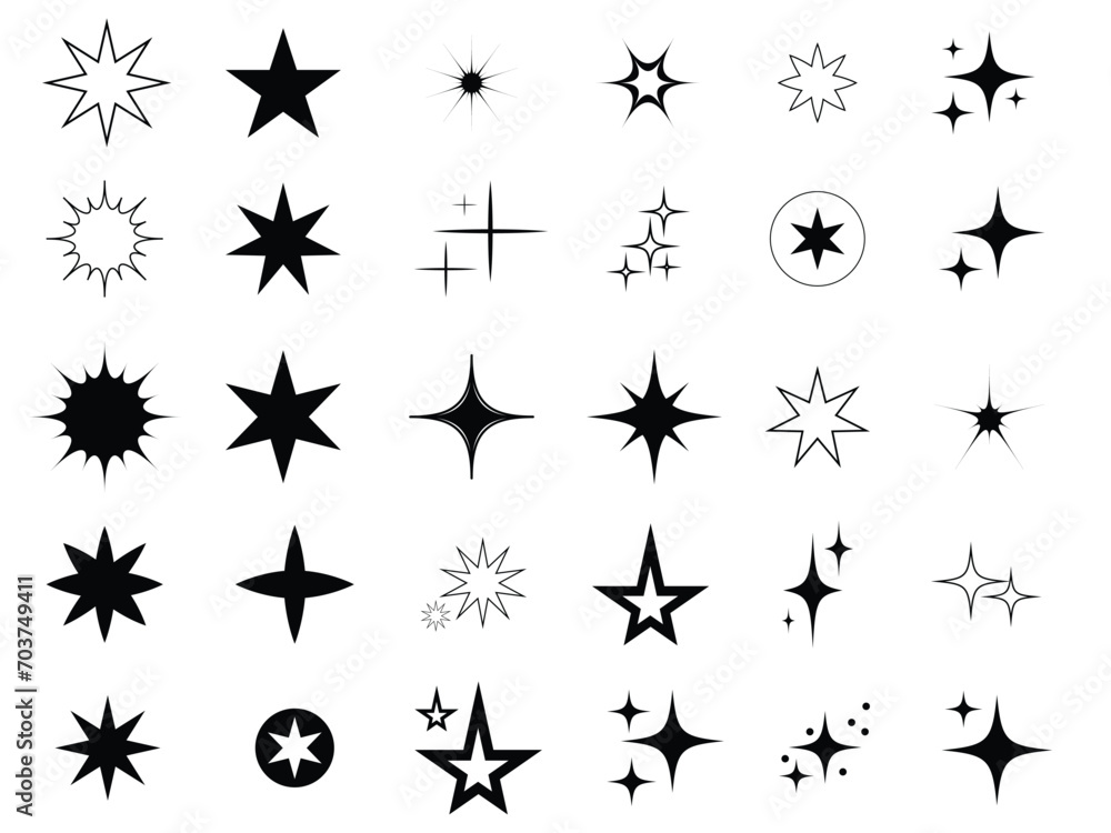 Simple Aesthetic Winter Christmas shining magic star icon in trendy style. Modern shapes vector ...