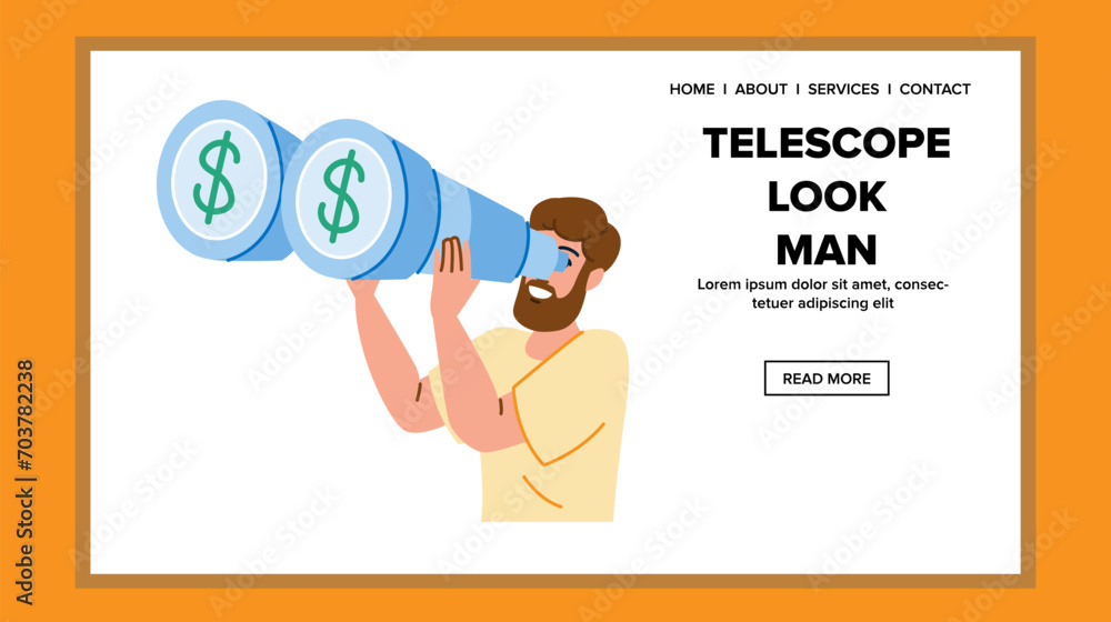 flat telescope look man vector. search stargazing, opportunity night ...