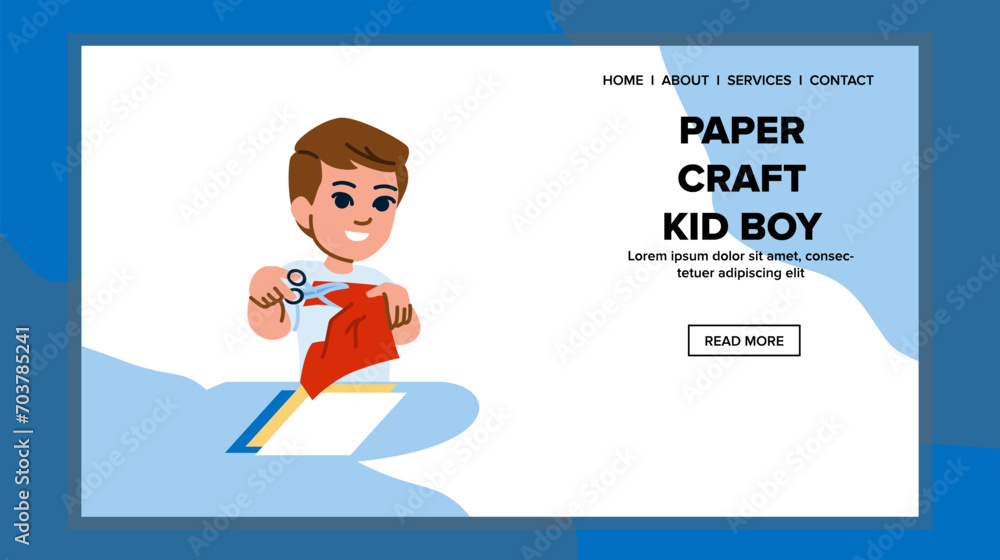 child paper craft kid boy vector. activity table, happy fun, creative ...