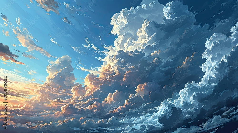 Blue Sky Multitude White Clouds Vertical, Background Banner HD Stock ...