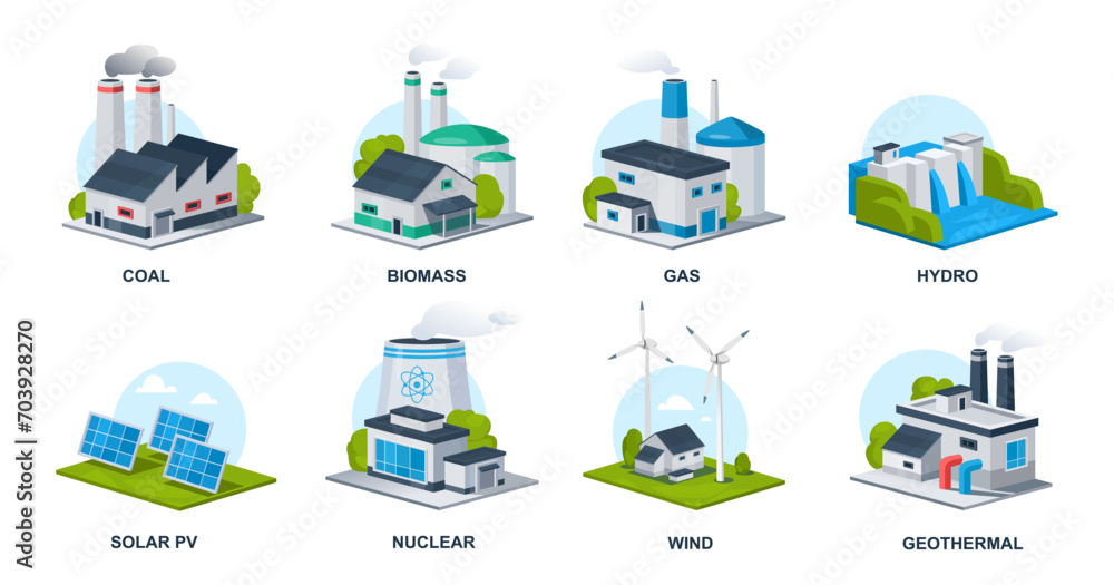 Alternative energy sources vector illustration. Flat style energy ...