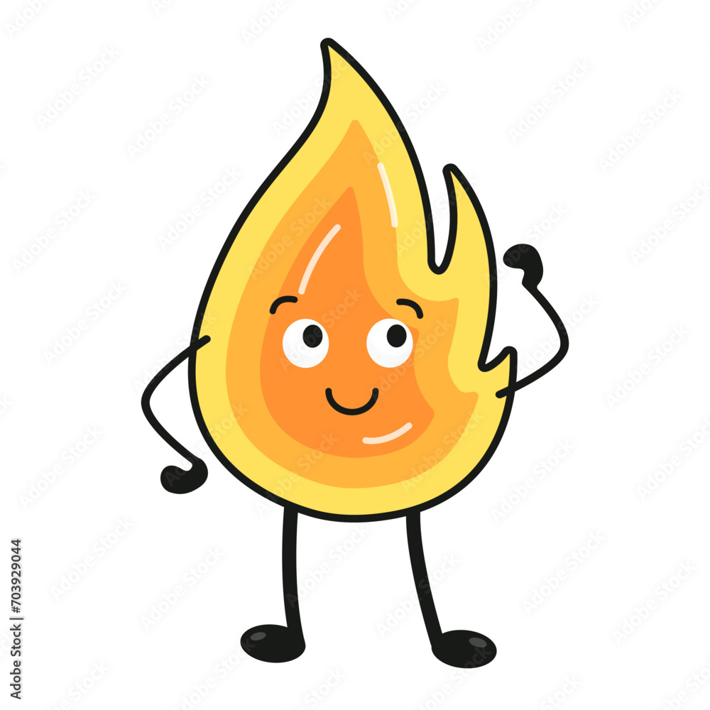 Cartoon flame character. Cute flame character vector illustration ...