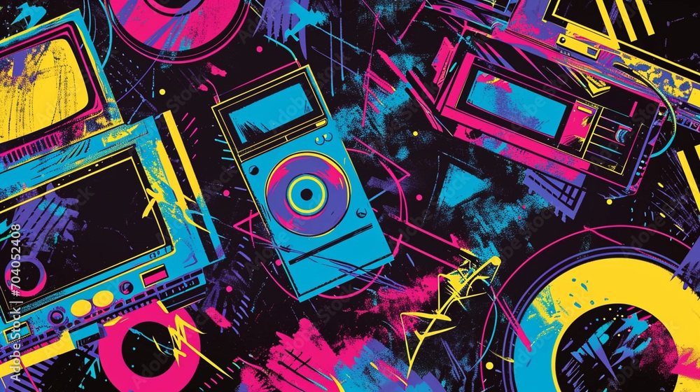 Back To The 90's Backdrop on black background, 90s Theme Party ...
