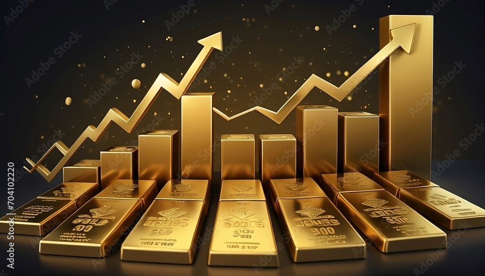 Gold price and rising chart. Business and finance concept. Gold market ...