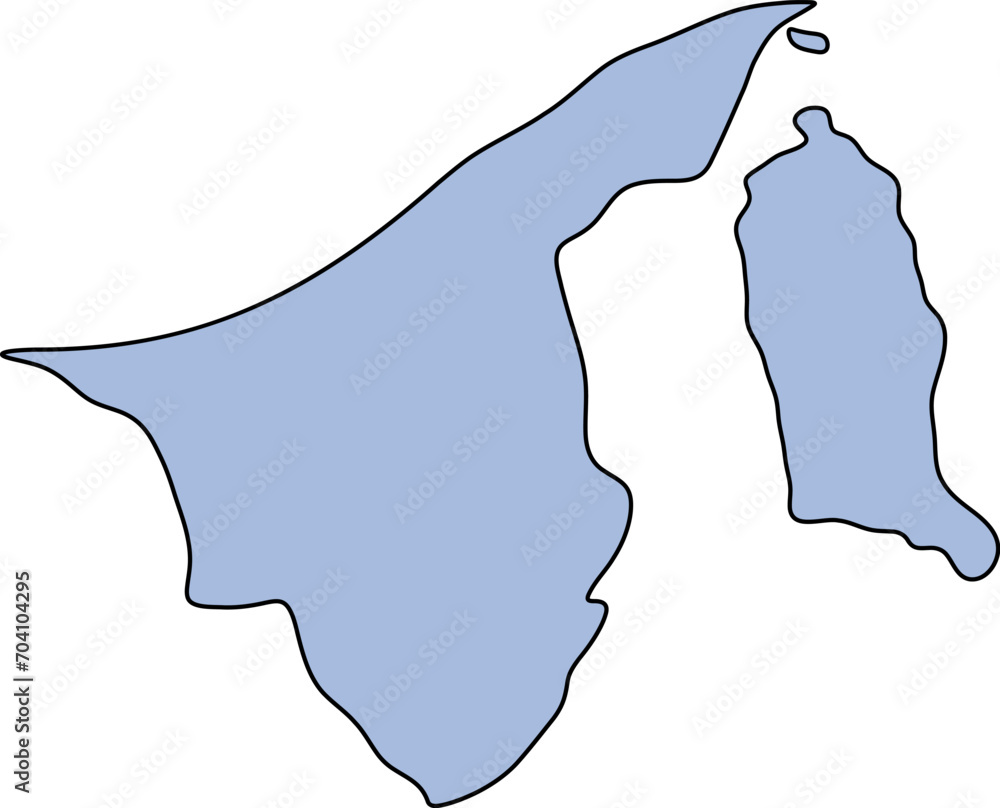 Map of Brunei. Country map silhouette vector illustration Stock Vector ...