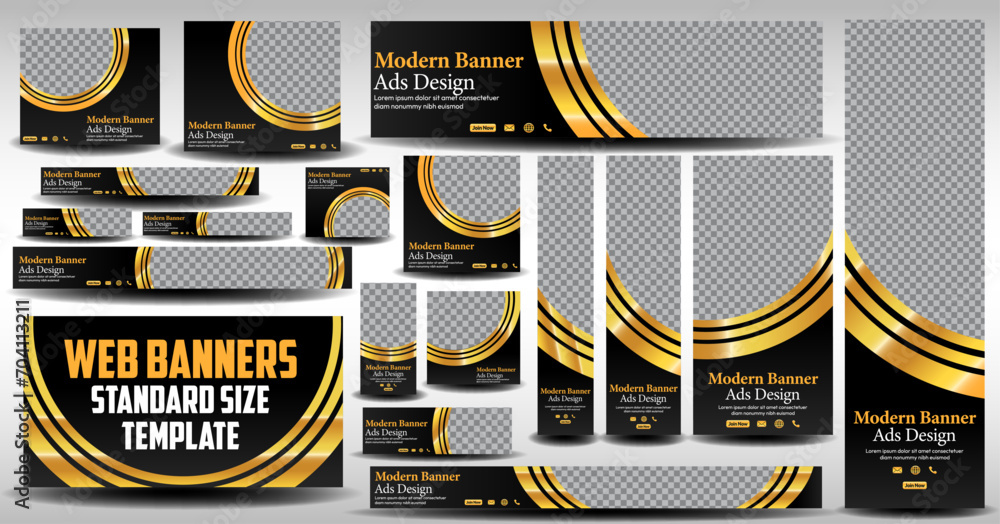 Web banner template Set, Horizontal header web banner. modern gradient ...