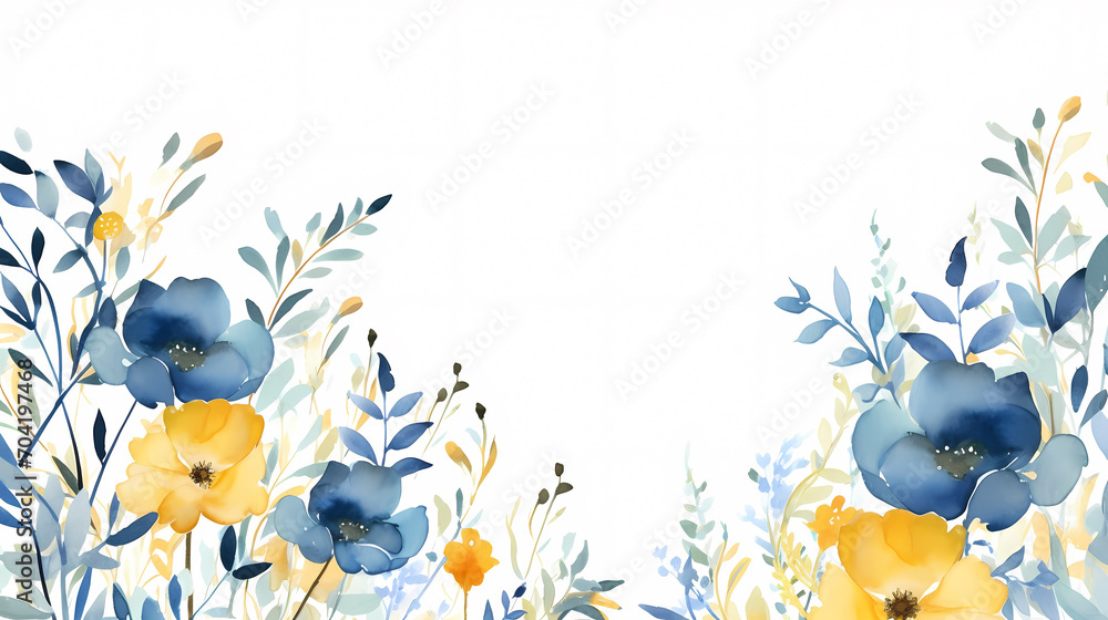 Floral frame with watercolor flowers, decorative flower background ...