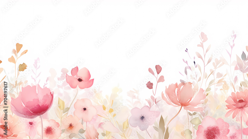 Floral frame with watercolor flowers, decorative flower background ...