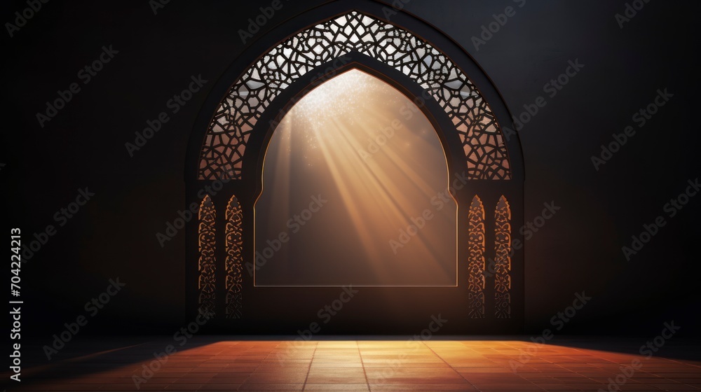Islamic Background Window Shadow With Array Light, copy space ...