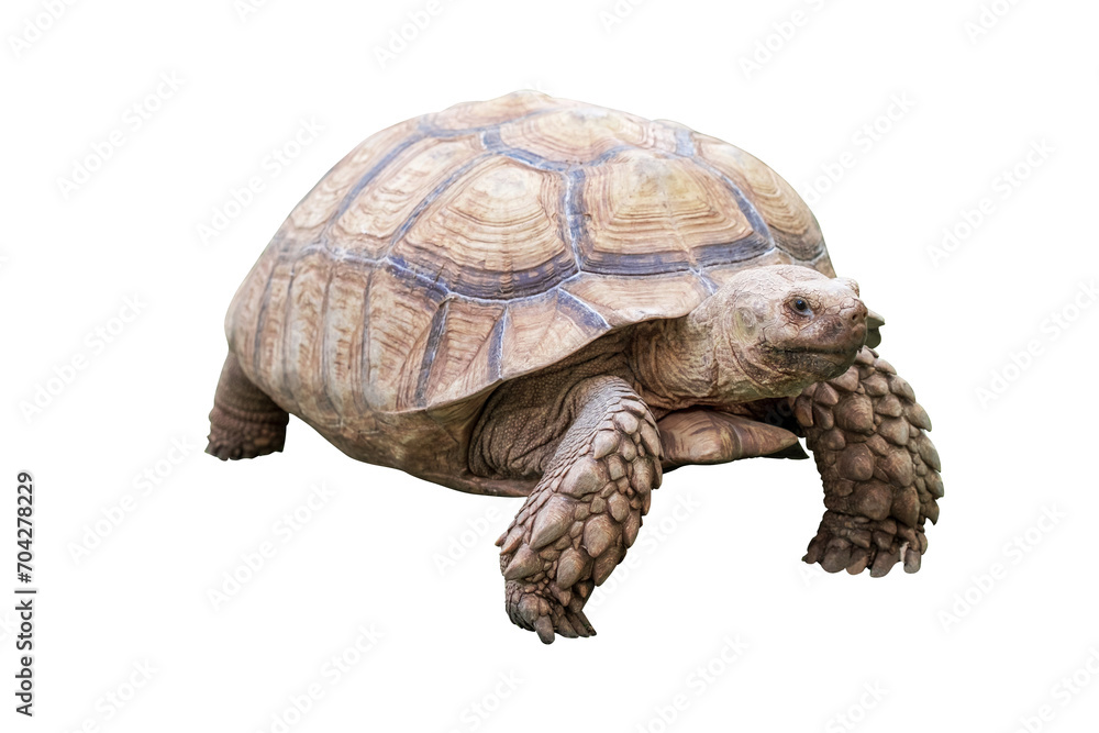 Full body of African Spurred Tortoise (Geochelone sulcata) standing and ...