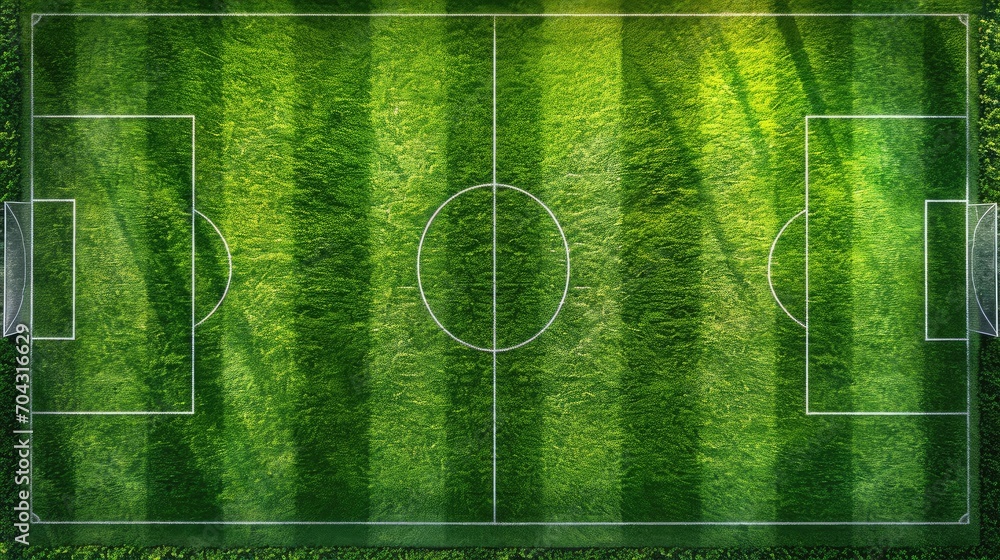 Green Soccer Field or Football Field Top View with Realistic Grass ...
