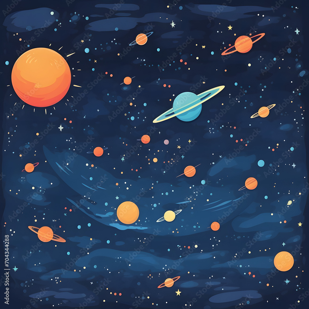 Cartoon Space Background Image Stock Photo | Adobe Stock