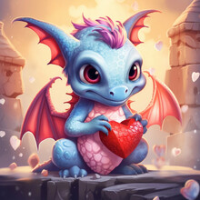 Valentine Dragon Cartoon Art Free Stock Photo - Public Domain Pictures