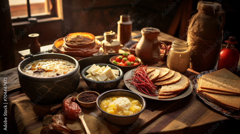 Photo Stock Traditional Romanian breakfast, food, meal, dish, cooking ...