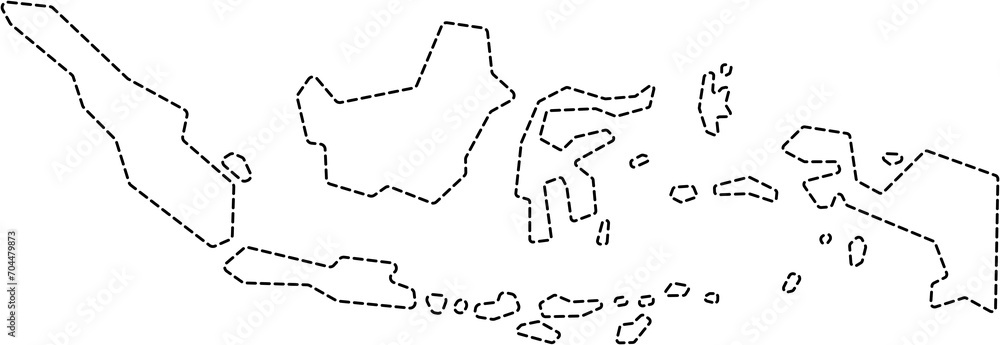 dash line drawing of indonesia map. Stock Illustration | Adobe Stock