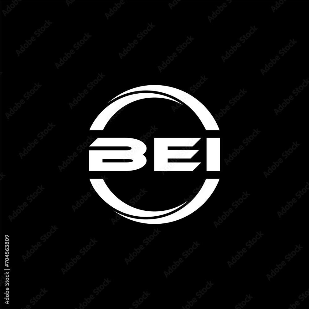 BEI letter logo design with black background in illustrator, cube logo ...