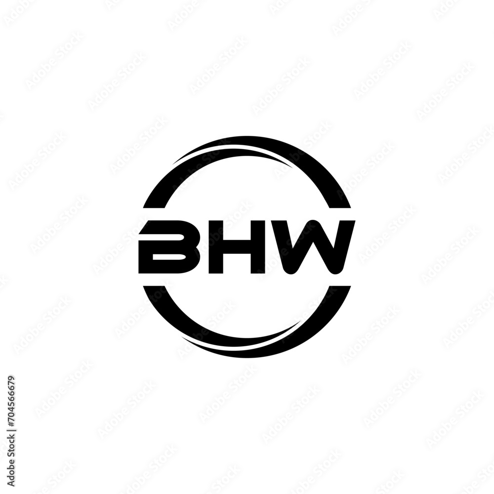 BHW letter logo design with white background in illustrator, cube logo ...