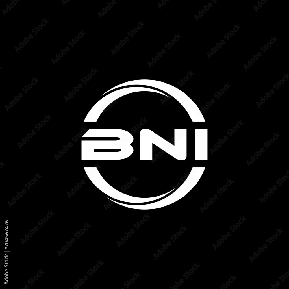 BNI letter logo design with black background in illustrator, cube logo ...