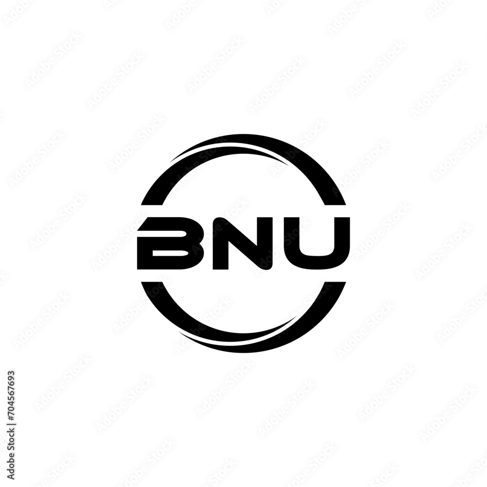 BNU letter logo design with white background in illustrator, cube logo ...
