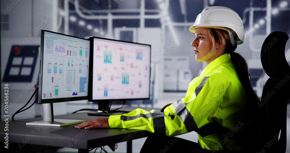 Engineer Operators Using Scada System Stock Photo | Adobe Stock
