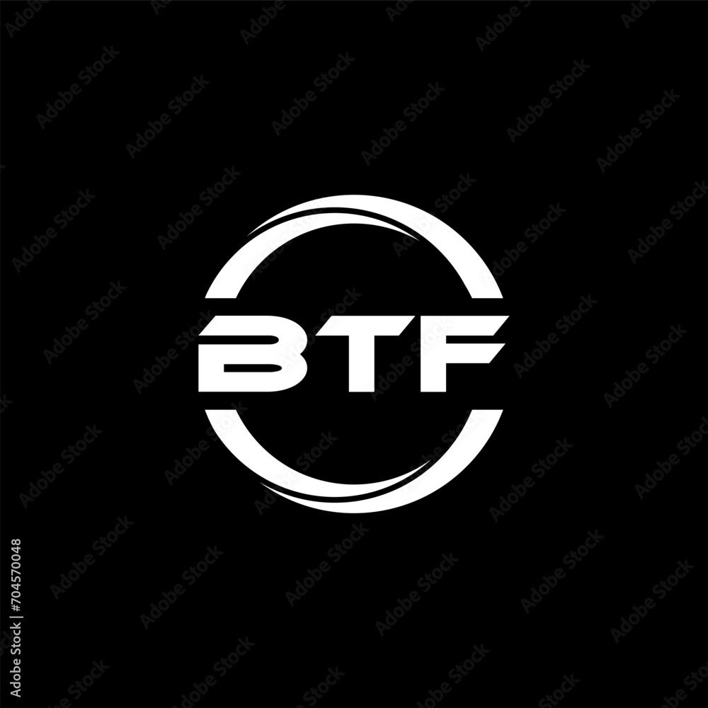 BTF letter logo design with black background in illustrator, cube logo ...