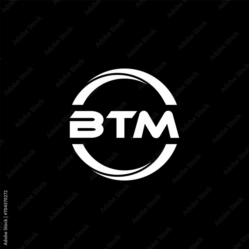 BTM letter logo design with black background in illustrator, cube logo ...