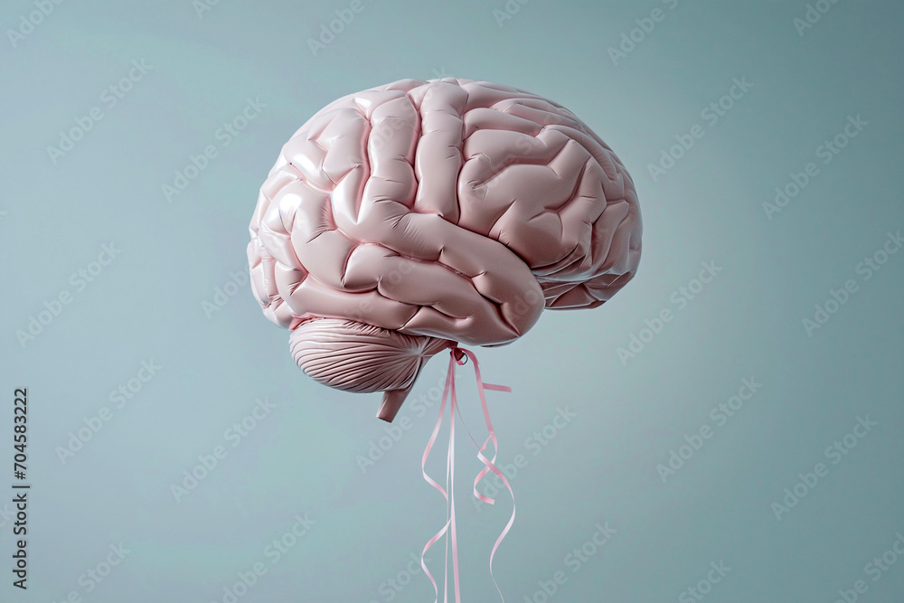 Brain shaped inflated helium balloon. Inspiration and new ideas concept ...