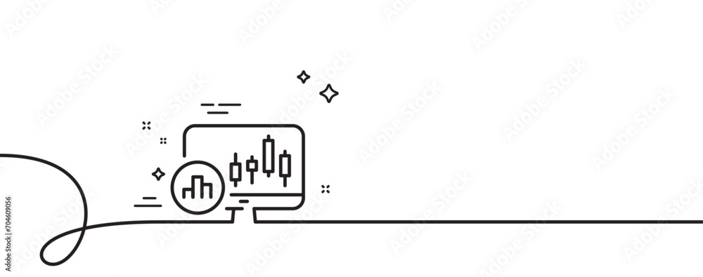 Vector de Stock Candlestick chart line icon. Continuous one line with ...