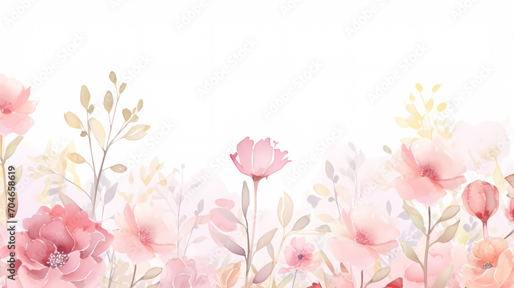 Floral frame with watercolor flowers, decorative flower background ...