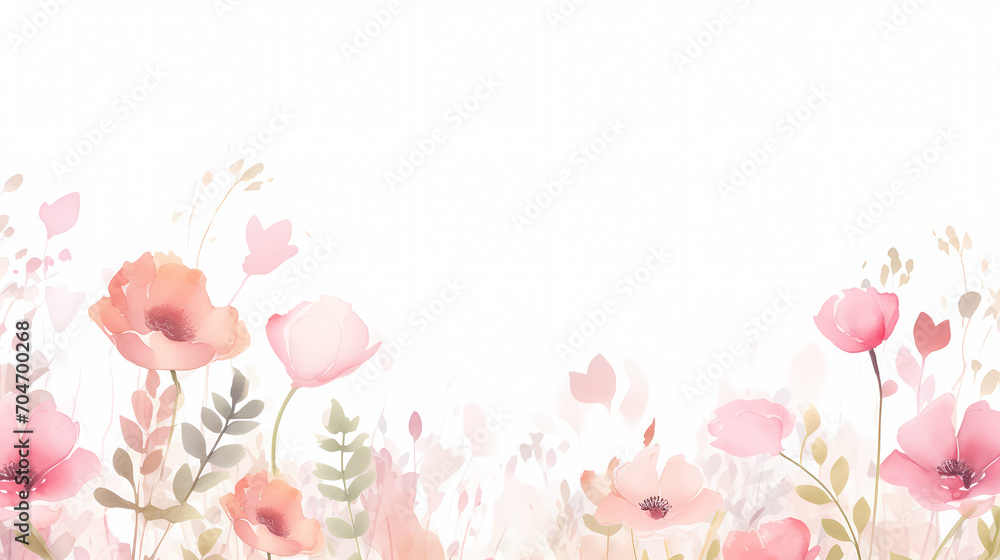 Floral frame with watercolor flowers, decorative flower background ...