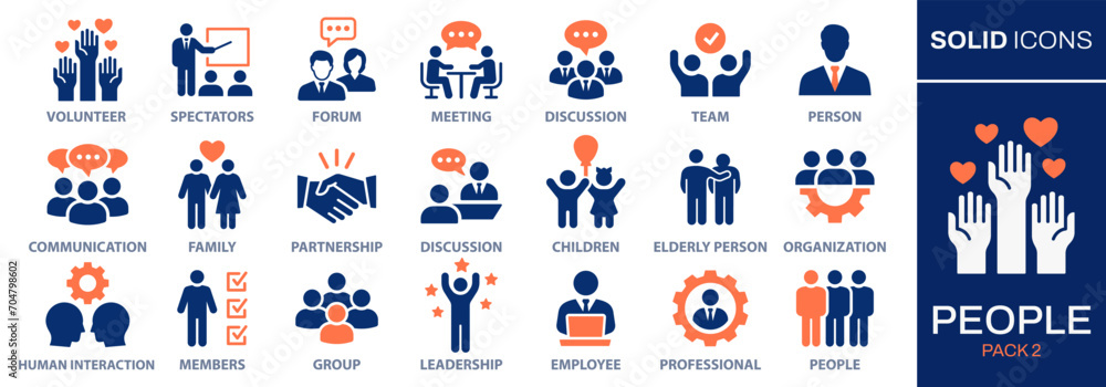 People icon set. Collection of team, person, group, family, community ...