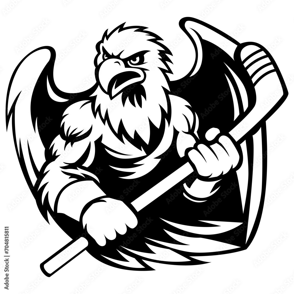 angry eagle. hockey team logo. eagle mascot, emblem of an eagle on a ...