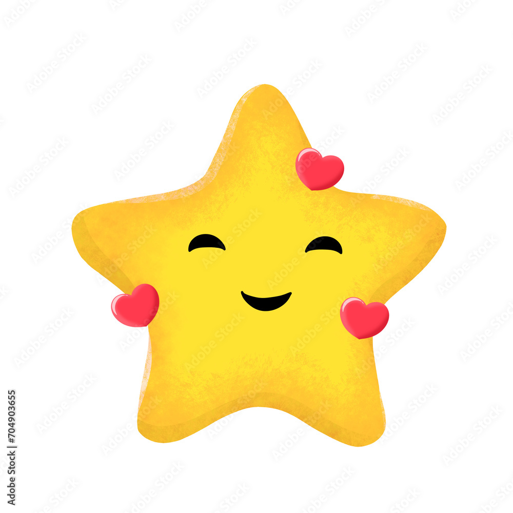Cute star fall in love face cartoon hand drawn stars yellow clipart mbe ...