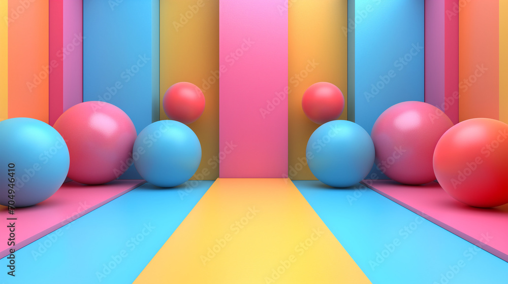 Fondo render con objetos geométricos multicolor Stock Photo | Adobe Stock