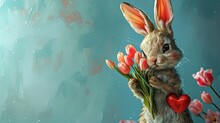 Floral Valentine Rabbits Free Stock Photo - Public Domain Pictures