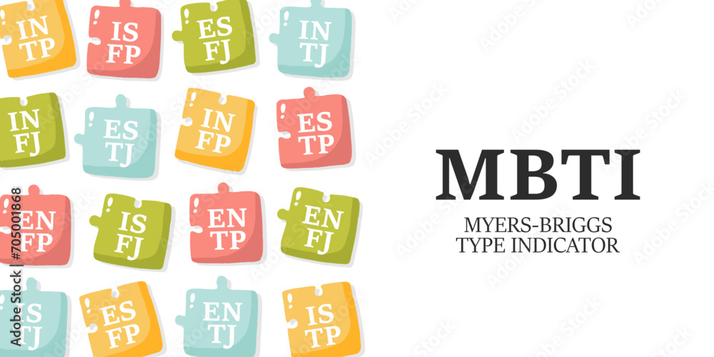Myers-Briggs type indicator on the pazzle shape. MBTI psychological ...
