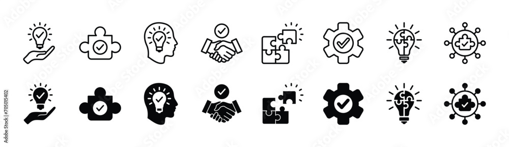 Business solution icon set. Innovation, Inspiration, and creative idea ...