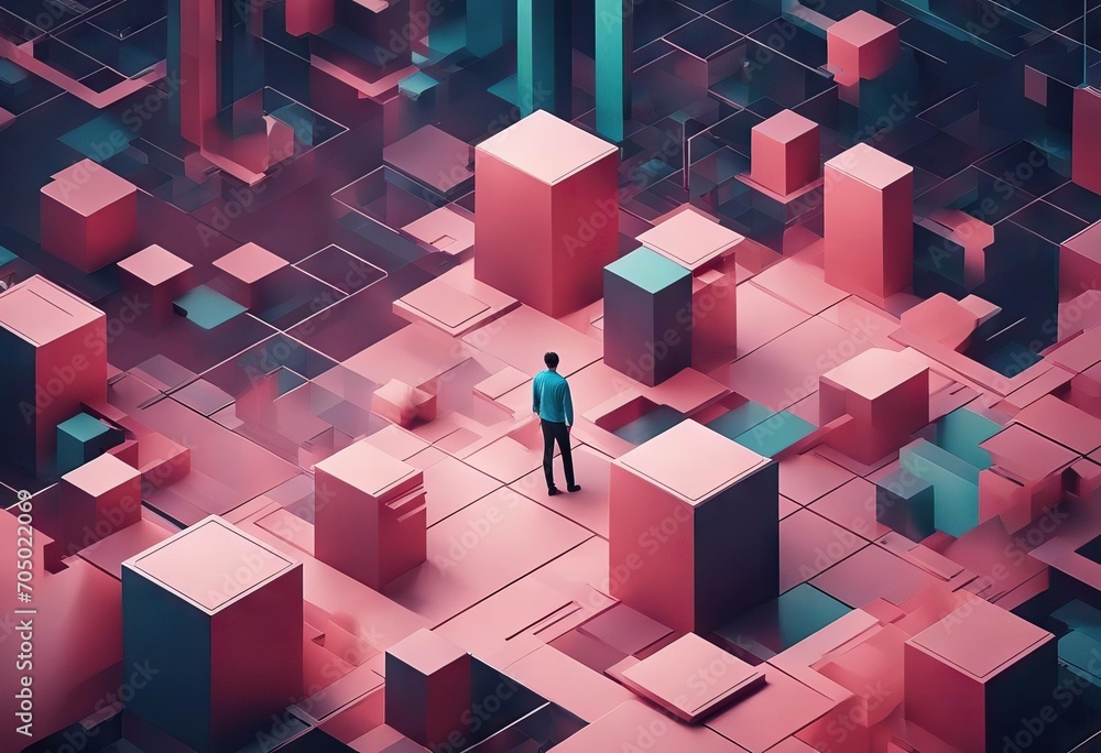 Abstract isometric geometric shape layout poster design template ...