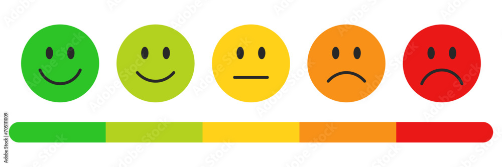 Rating emojis set colour with a rating scale. Feedback emoticons ...