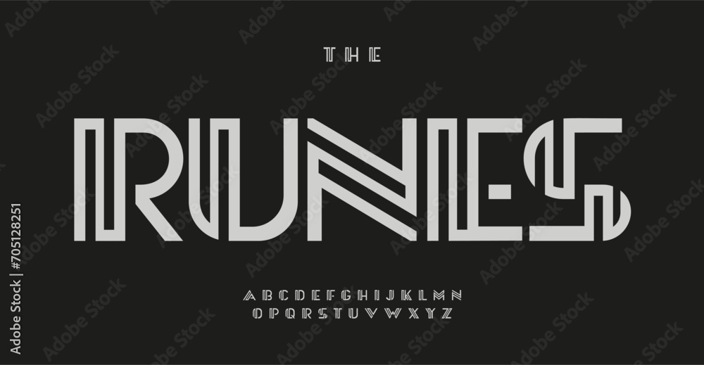 Vector de Stock Lined blocky font, innovative geometric alphabet for ...