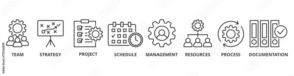 Work flow banner web icon vector illustration concept with icon of team ...