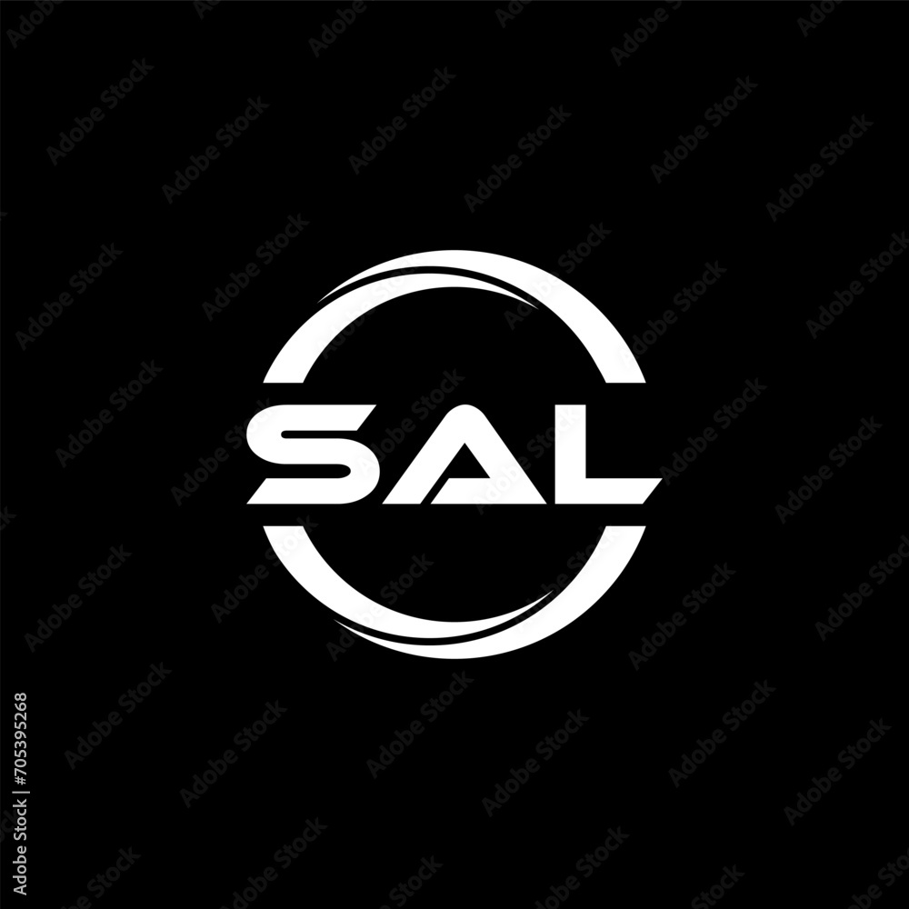 Vector de Stock SAL letter logo design with black background in ...