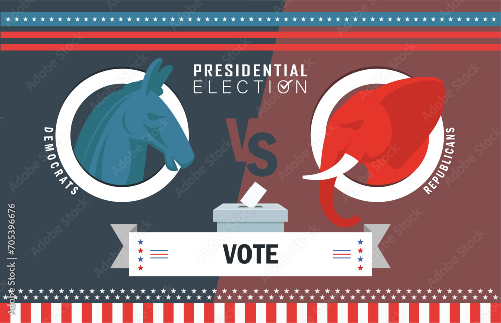 US Presidential Election Banner Background for year 2024. American ...