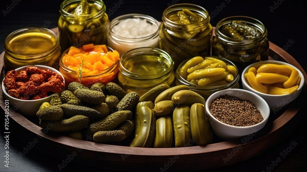 In this artistic shot, a pickle medley is on full display. Sliced ...