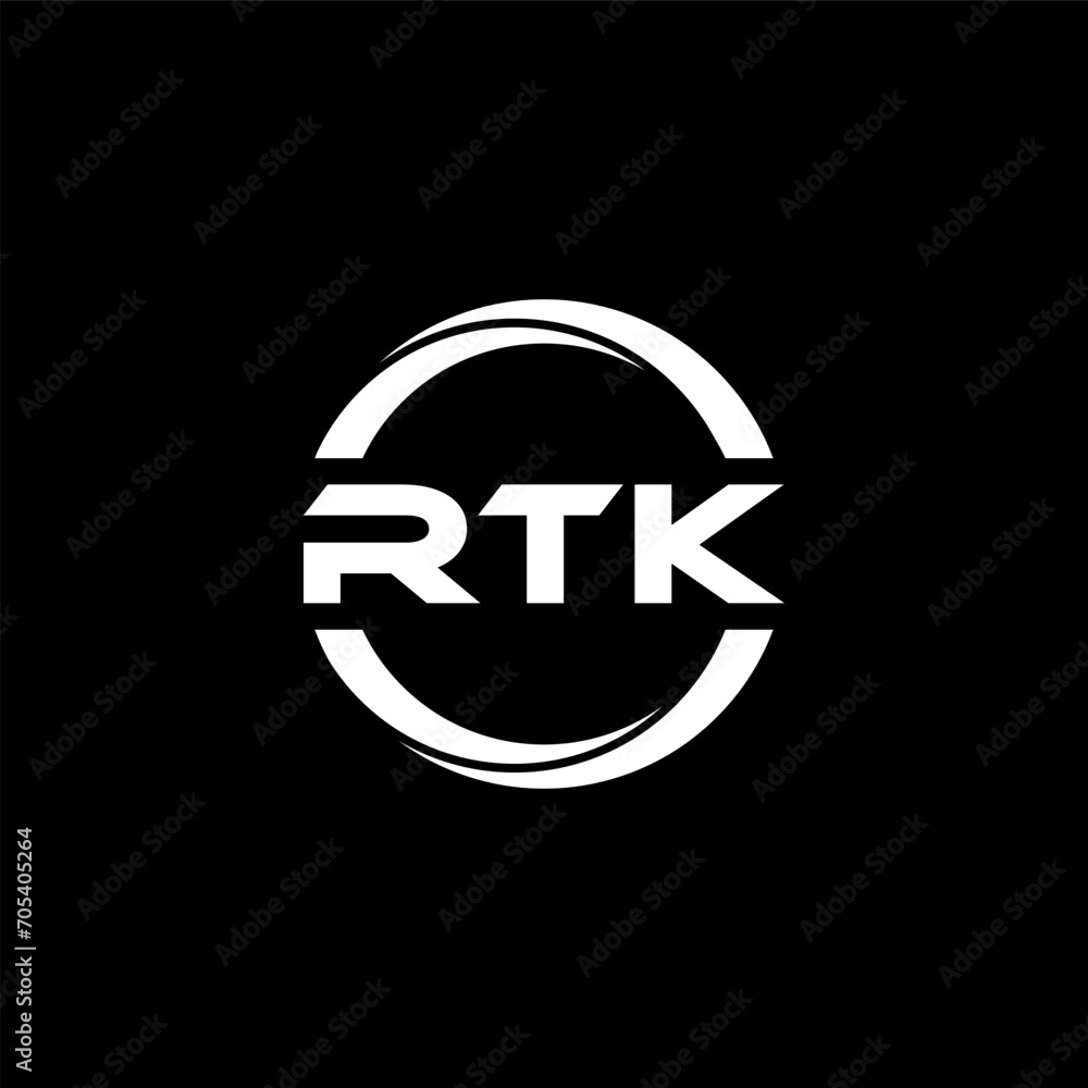 RTK letter logo design with black background in illustrator, cube logo ...