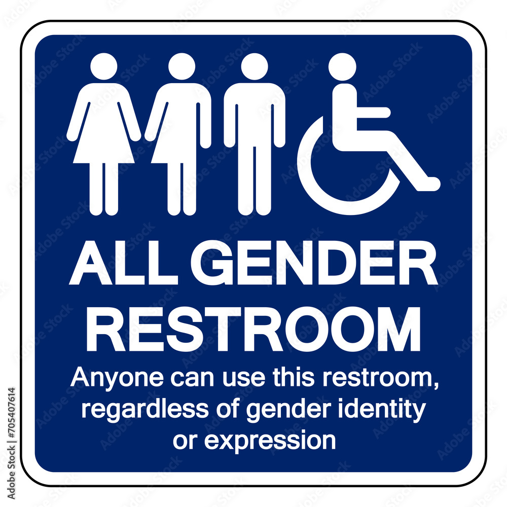 All Gender Restroom Symbol Sign,Vector Illustration, Isolated On White ...