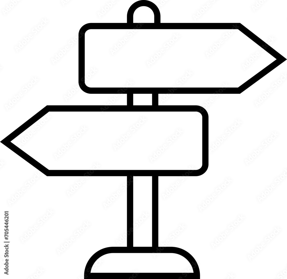 Traffic direction board icon. Street signpost Outline vector isolate on ...