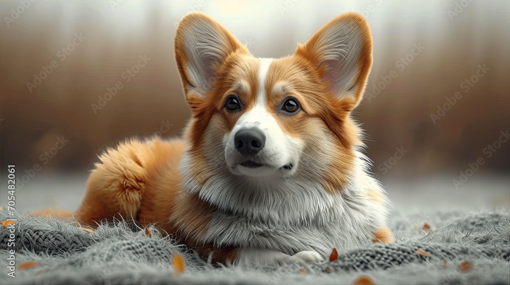 Ilustración de Stock Welsh Corgi Cardigan Cute Fluffy Dog, Desktop ...